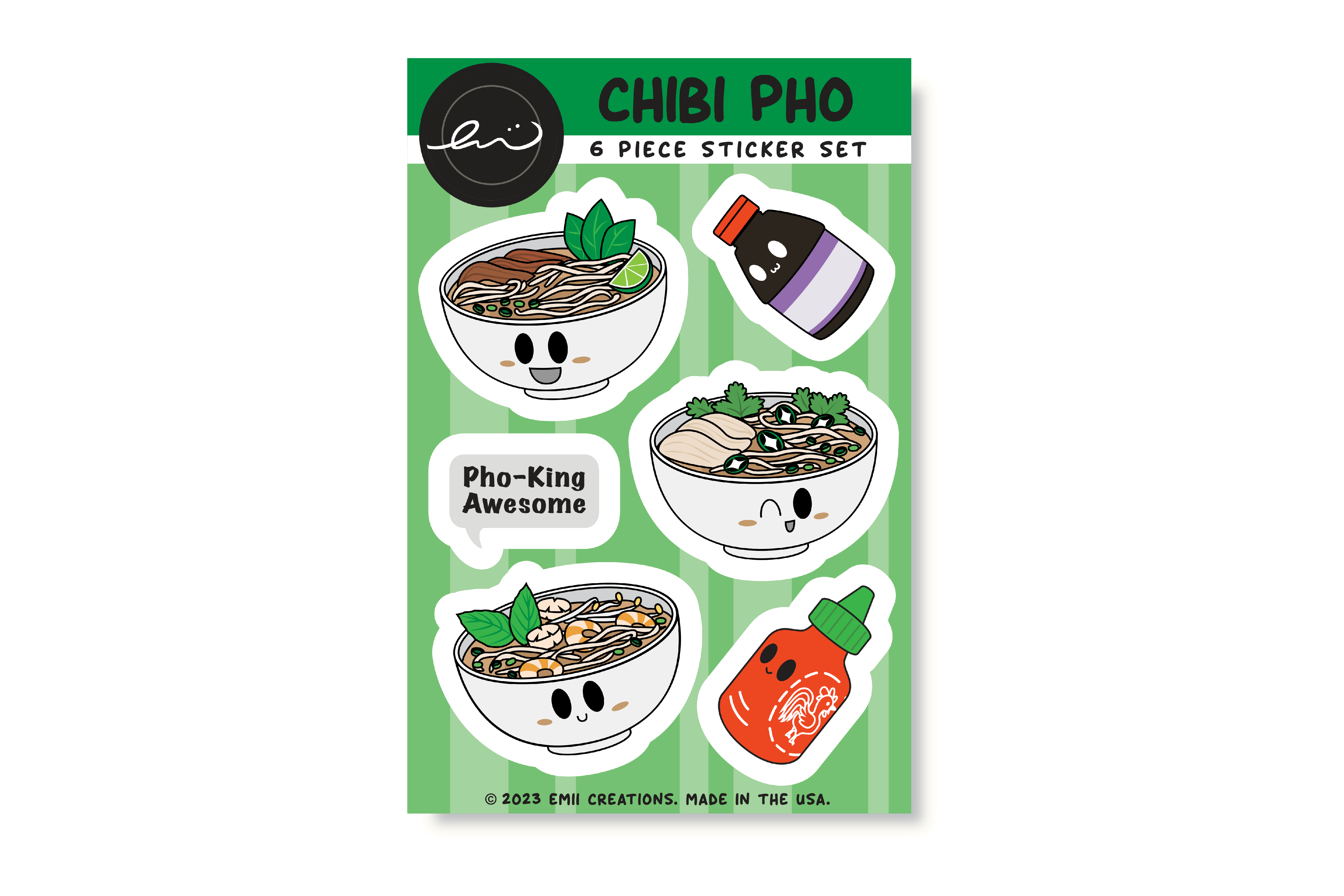 (Pack of 6) Chibi Pho Sticker Sheets ($3 each) – Emii Creations
